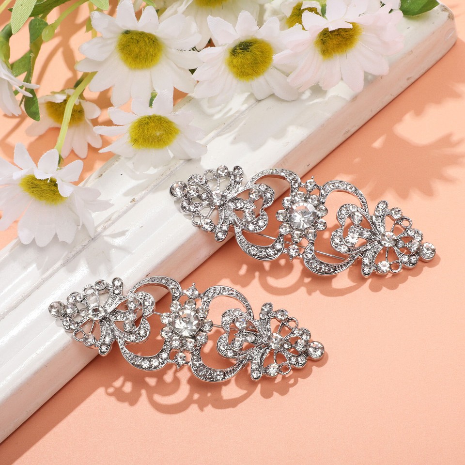1Pair Crystal Brooch Pins Sparkly Rhinestone Brooch Formal Occasion ...