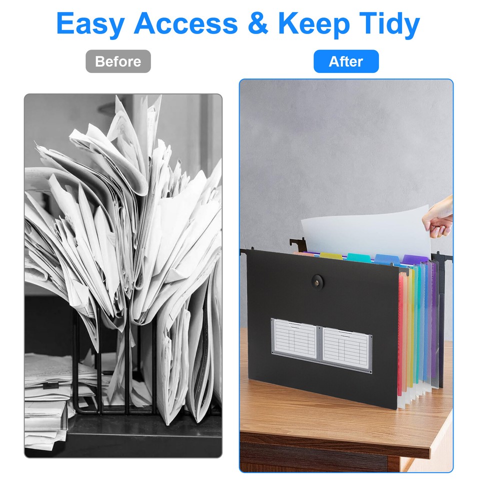 7 Pockets Expanding Hanging File Folders Universal Organizer w ...