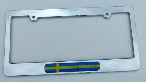 Sweden Swedish Flag Car License Plate Frame Holder | Polished Chrome ...