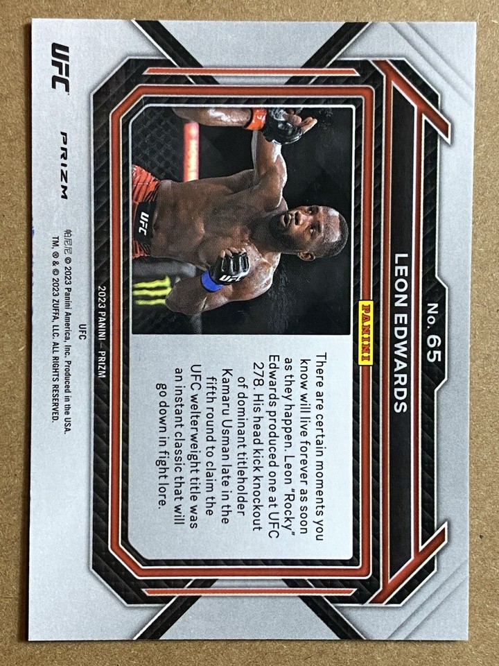 UFC/MMA STAR- LEON EDWARDS AUTOGRAPH 2023 PANINI PRIZM #65 TRADING CARD ...