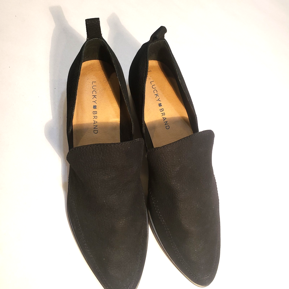 Lucky Brand Women's Mahzan Loafer Slip On Black Nubuck Leather Size 9M ...