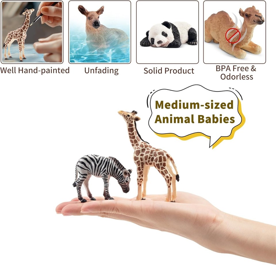 toymany 12PCS Forest Animals Baby Figurines, Realistic Woodland Animals ...