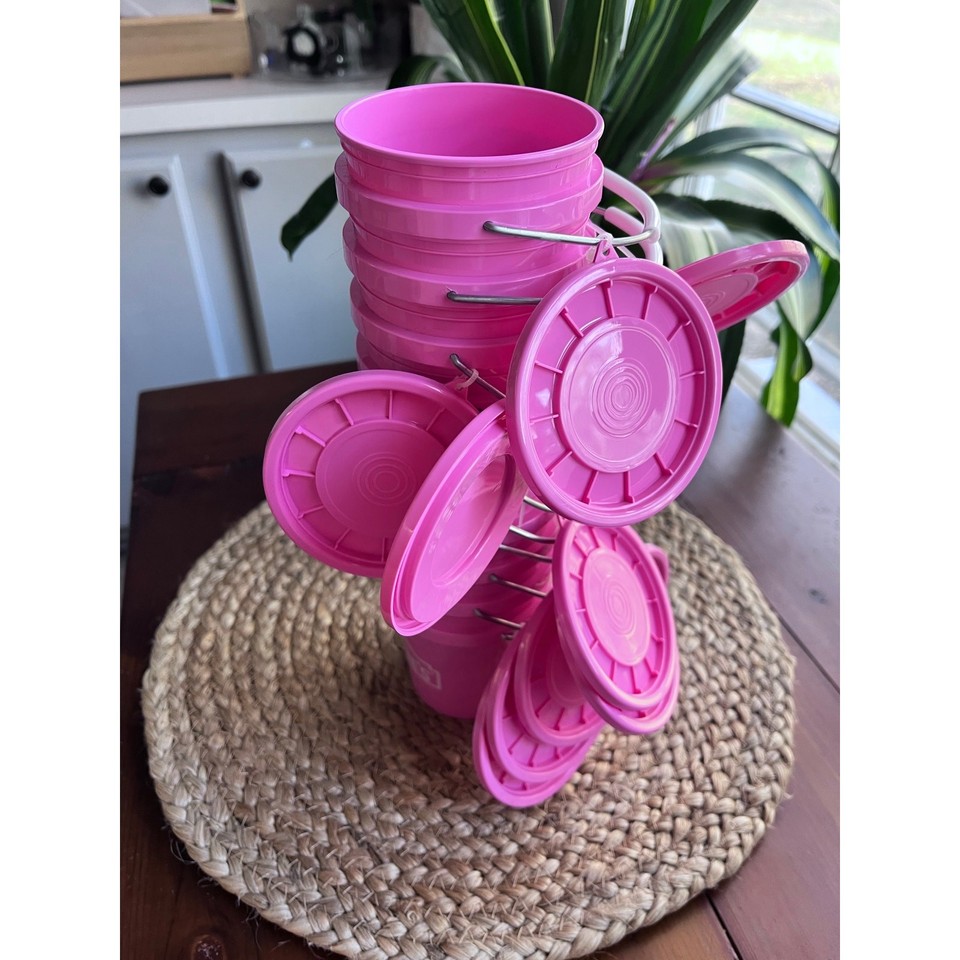 Lowe’s pink mini buckets set of 10 with lids | eBay