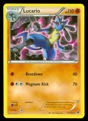 Pokemon LUCARIO 47/124 - XY Fates Collide - RARE - MINT | eBay