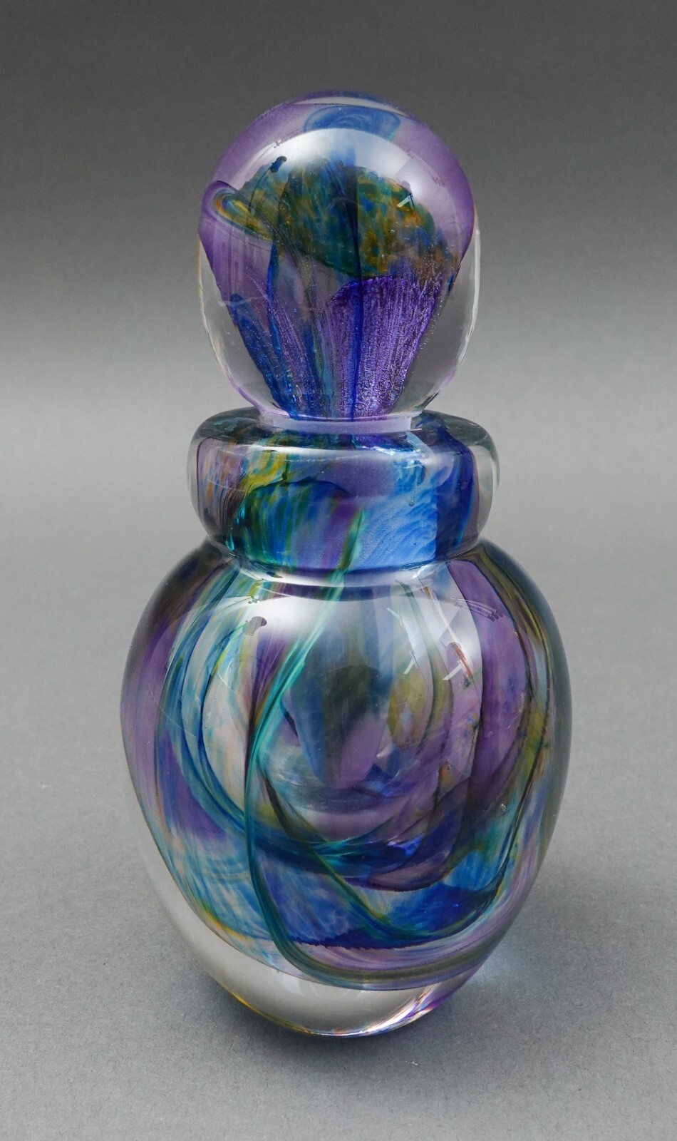 Andrew Shea Signed Hand Blown Art Glass Swirl Perfume Bottle With ...