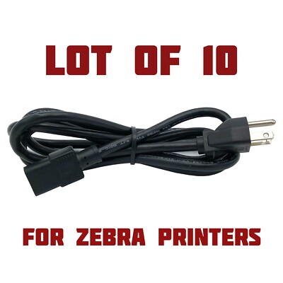 Lot of 10 - 6Ft Power Cable for Zebra Printers 105SL S4M ZM400 ZT411 ...
