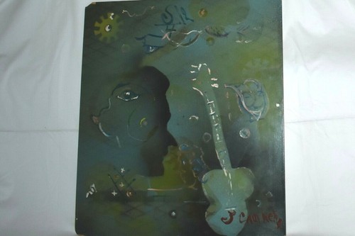 COOL Vintage J. CAMACHO Surrealism Abstract Oil Painting On Advertising ...