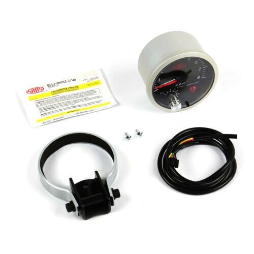 SAAS Tachometer Tacho 0-8K Shiftlite 3 1/8" Gauge 80mm Black Streetline ...