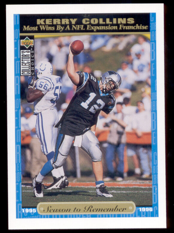 1996 UD KERRY COLLINS Carolina Panthers Season to Remember Jumbo Card ...