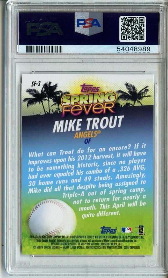 2013 Topps Spring Fever #3 Mike Trout PSA 10 Gem Mint Los Angeles ...