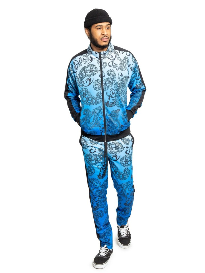 Men's Paisley Gradient Ombre Track Suits 2 Piece Sweatsuit Set S~5XL ...