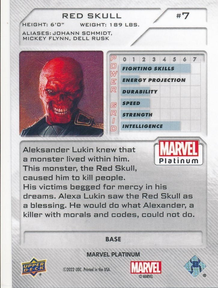#7 RED SKULL 2023 Upper Deck Marvel Platinum BASE | eBay