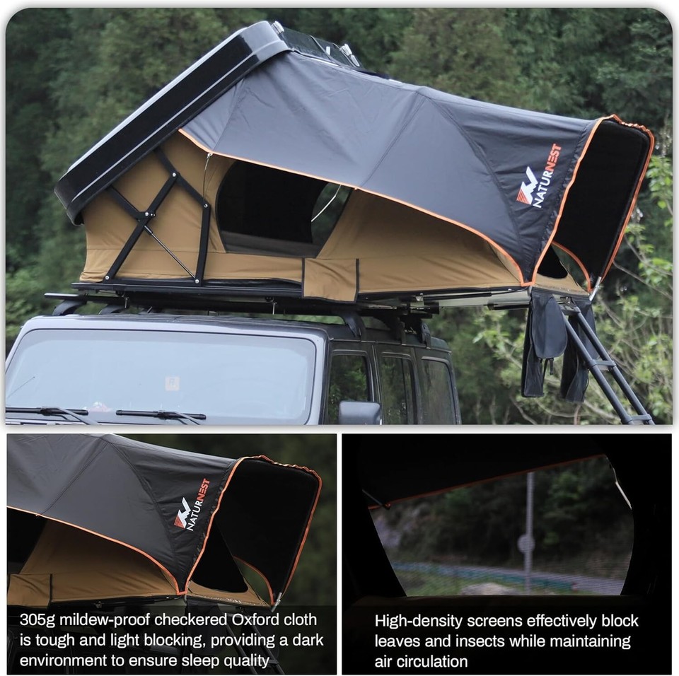 Naturnest ABS Clamshell Roof Top Tent Hardshell Camping Overland Tent w ...