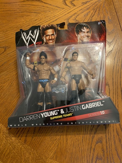 2010 WWE WWF Mattel Darren Young Justin Gabriel Wrestling Figures MIP ...