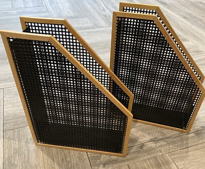 2 Trend Basics Punched Metal & Wood Magazine File Magazine Box Holder ...