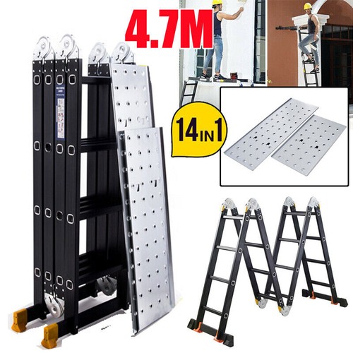 4.7M Multi-Purpose Aluminium Folding Ladder Step Multi Combination w ...