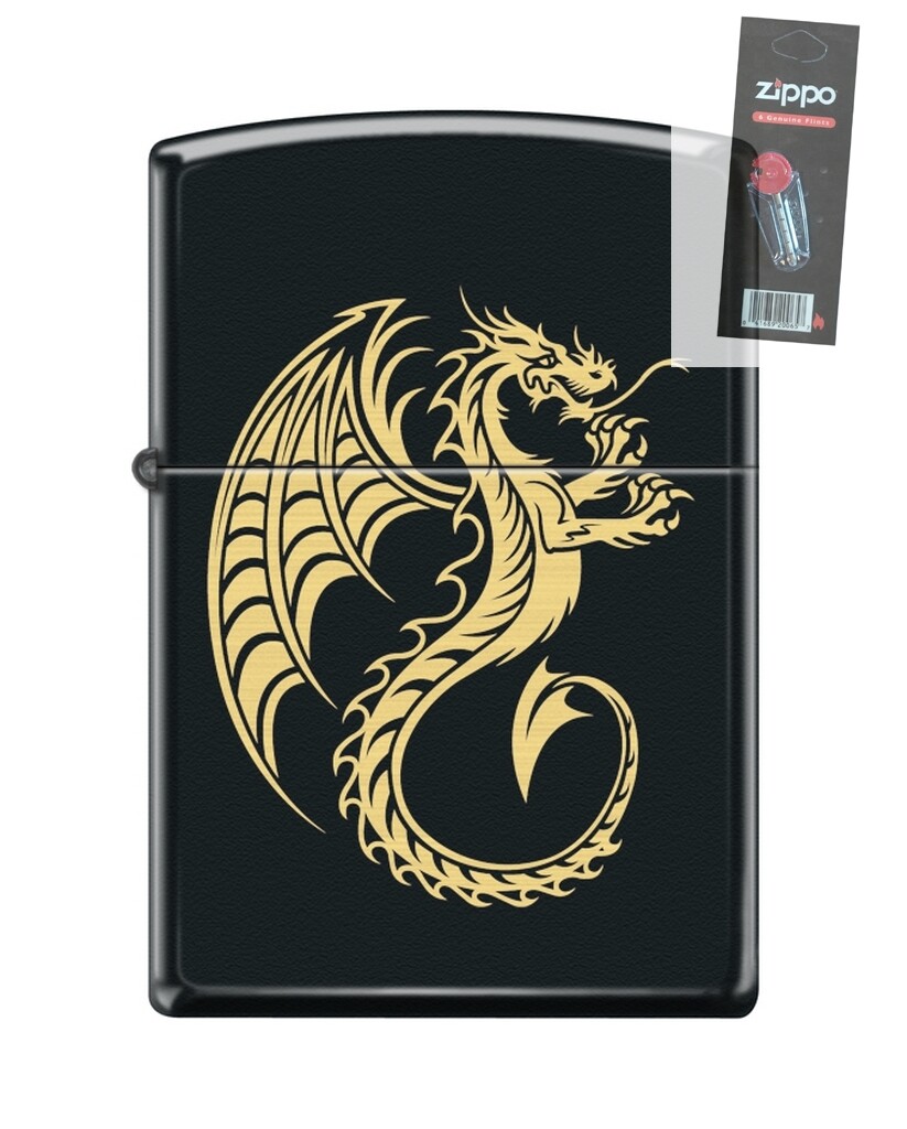 Zippo 82255 dragon mythical creature wings scales Lighter + FLINT PACK ...