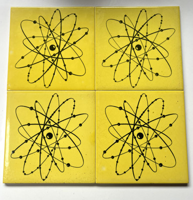 Set of 4 Mid-Century Atomic Ceramic Tiles – Vintage British - Florian ...