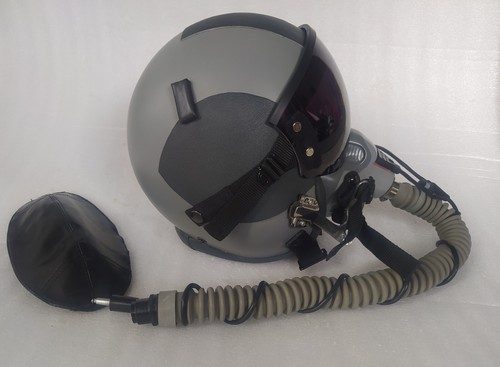 SIZE XL HGU-55 NAVAL AVIATOR PILOT HELMET W/ LEATHER EDGEROLL+OXYGEN ...