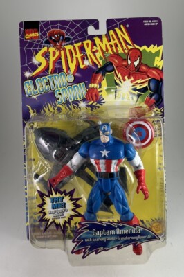 1997 Marvel Spider-Man Electro Spark CAPTAIN AMERICA Action Figure ...
