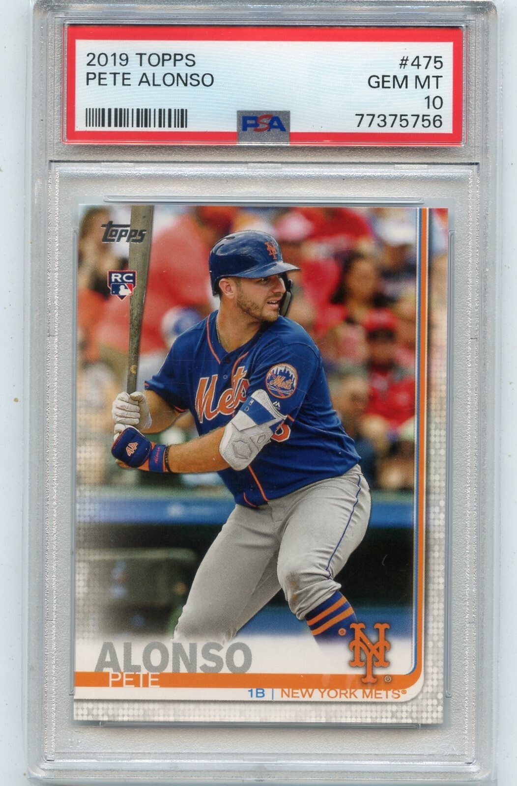 2019 TOPPS BASEBALL #475 PETE ALONSO ROOKIE CARD RC, NEW YORK METS, PSA ...