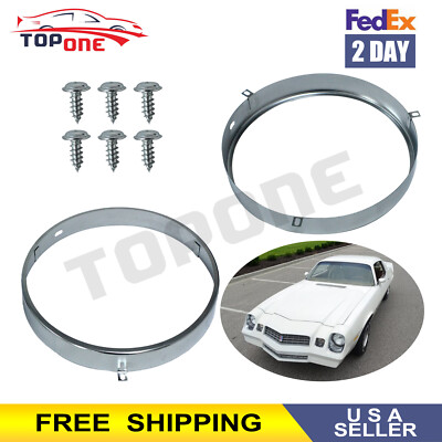 7" Headlight Headlamp Bulb Retaining Retainer Trim Ring Set For Chevy ...