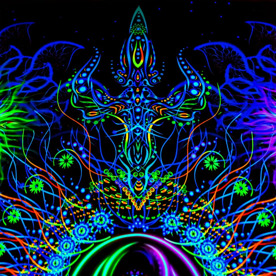 UV Backdrop Black Light Tapestry Psychedelic Art Banner Fluoro Psy Wall ...