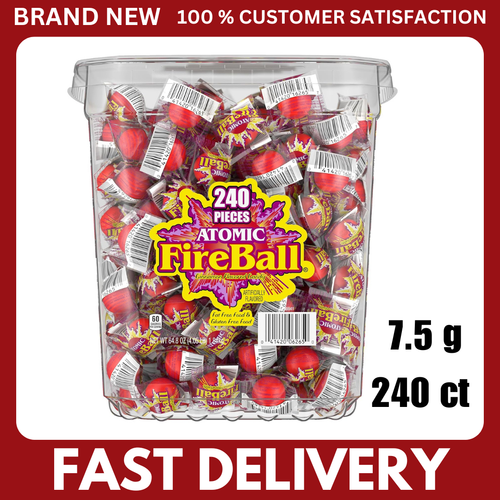 Atomic Fireballs Candy Cinnamon, Individually Wrapped, 240 Pieces, 1lb ...