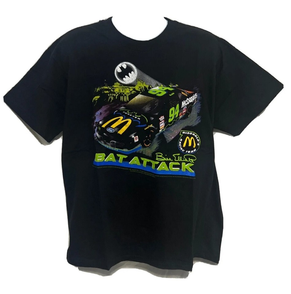 1995 NASCAR Bill Elliott BATMAN McDonalds Promo Racing T-shirt Sz XL ...