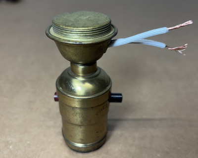 Vtg Light Socket Kerosene Lamp Adapter Part Push Button Bryant Brass ...