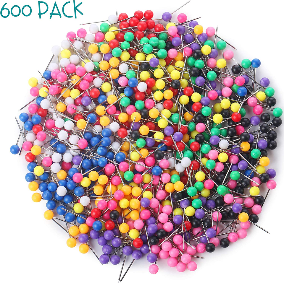 Mr. Pen- Map Pins Push Pins for Cork Board 600 Pack 10 Colors Straight ...