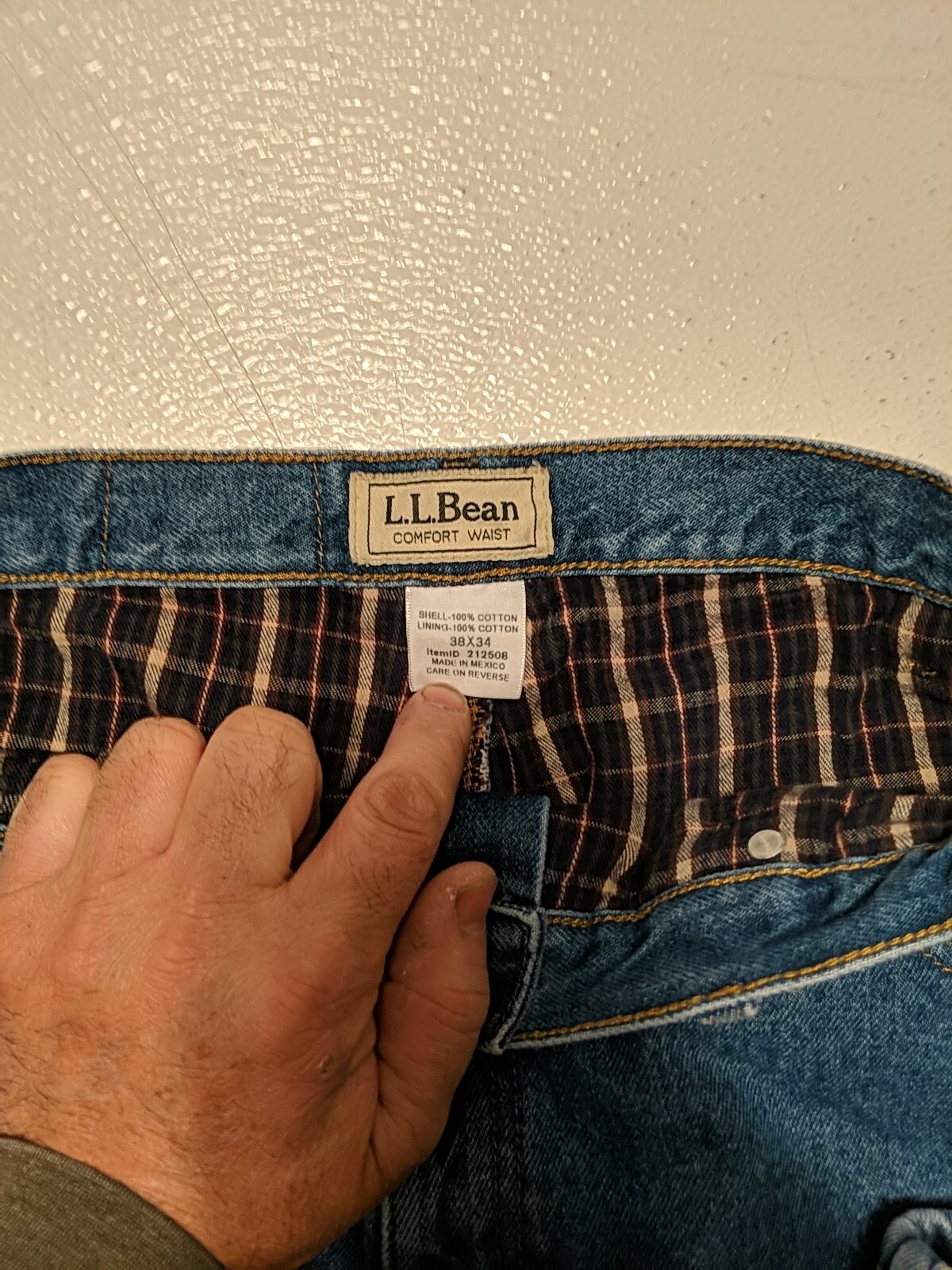 LL BEAN MENS COMFORT WAIST FLANNEL-LINED BLUE JEANS #212508 Size 38X34 ...