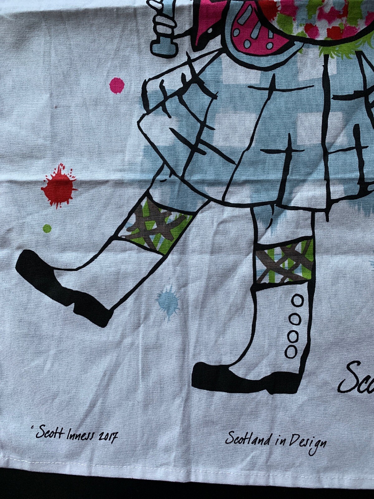 Scott Inness Scottish Piper Tea Towel 100% Cotton Scotland Bagpipes ...