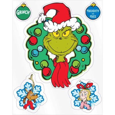 Traditional Grinch Window Clings 17" x 12" Sheet Grinch Supplies ...