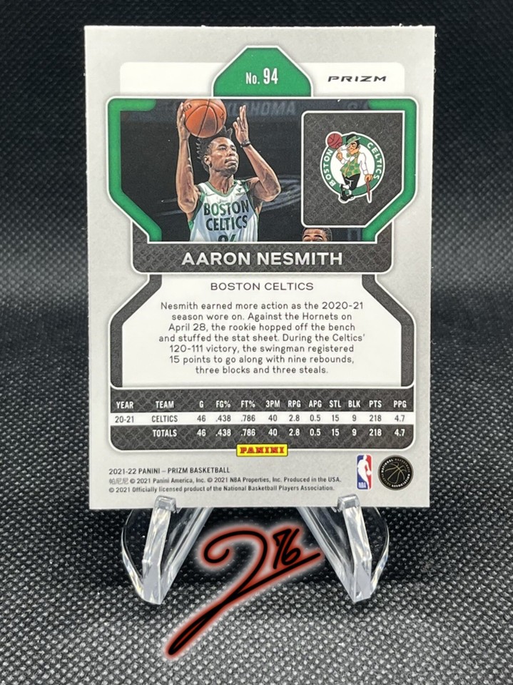 2021-22 Panini Prizm AARON NESMITH Red Cracked Ice #94 - BOSTON CELTICS ...
