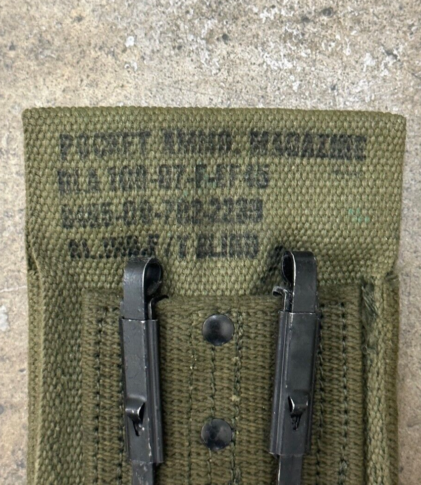 NOS ( 1 ) US Military 45 CALIBER PISTOL AMMO BAG BELT CARRY POUCH, T-89 ...