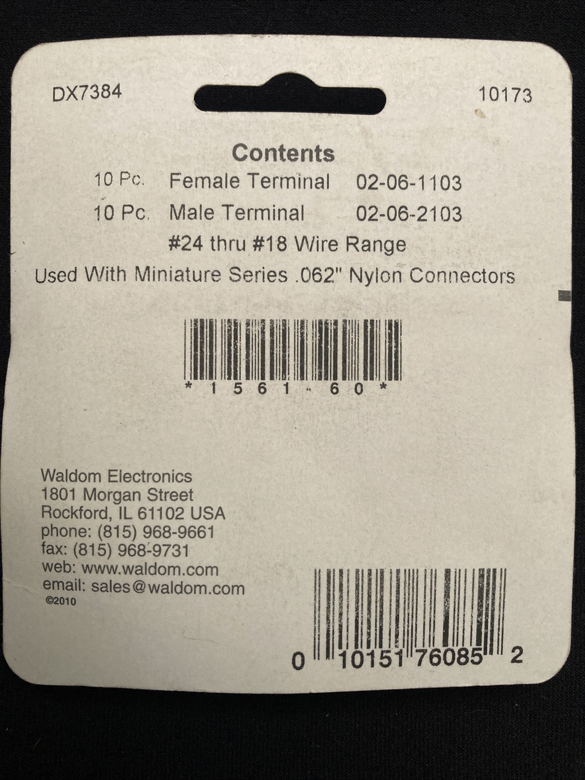 Molex 1561-60 connector pins .062 male & female, wire size 24-18AWG 10 ...