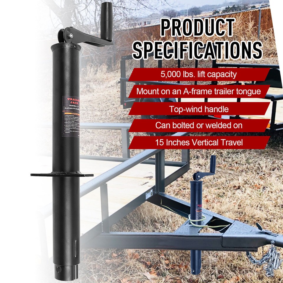 5000 lbs 15" Heavy Duty trailer tongue Jack A-frame trailer Vertical ...