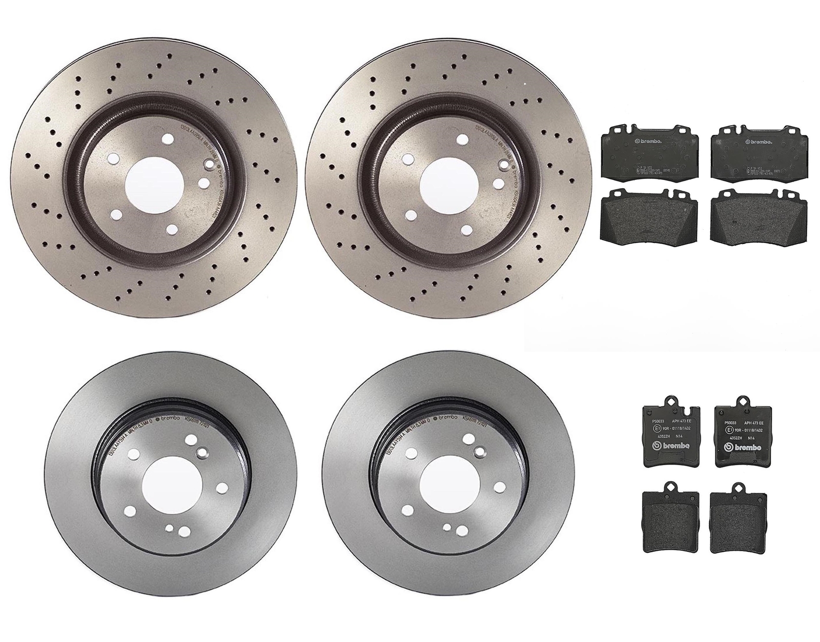 Brembo Front Rear Brake Kit Low-Met Pads Disc Rotors For MB W203 S203 ...