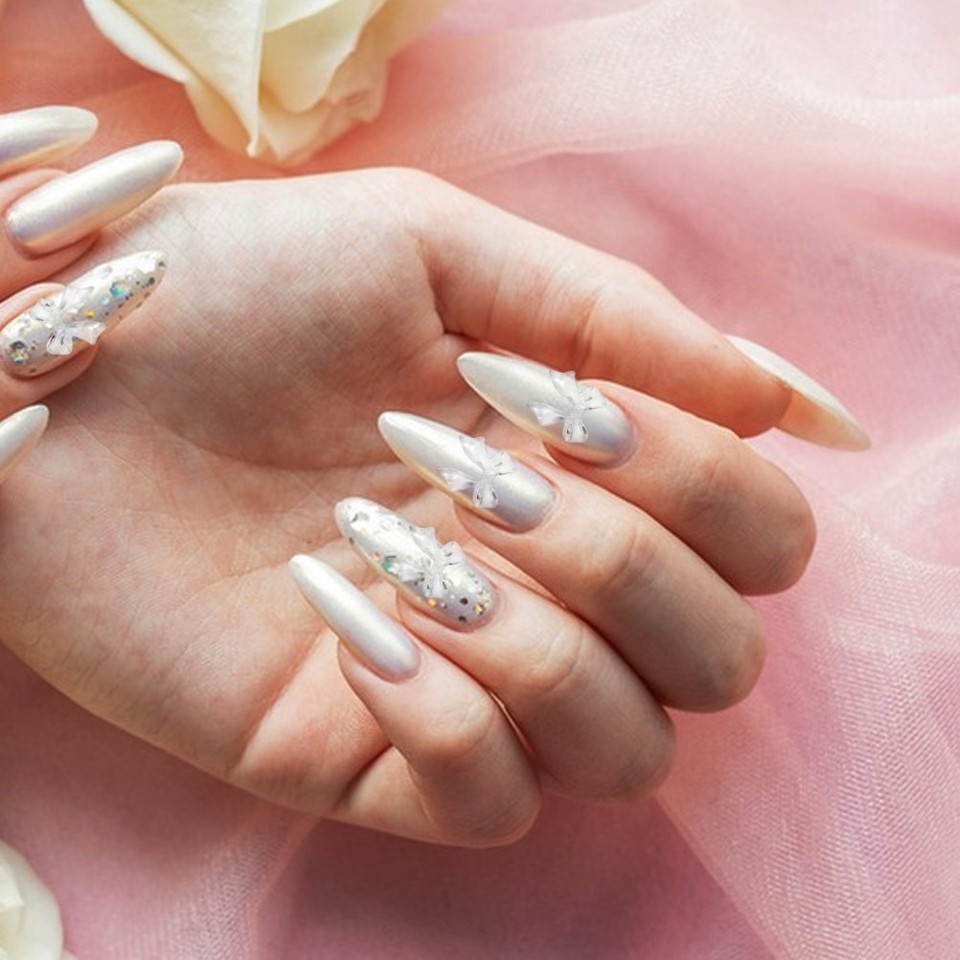 300pcs Bow Nail Charms: Flatback Charms For Nail Art Decoration ...