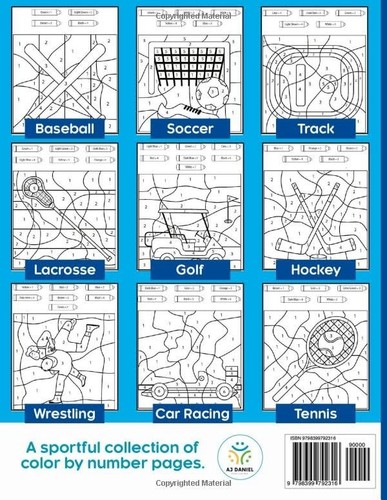 Color by Number Sports For Kids: Baseball, Soccer, Track, Lacrosse ...