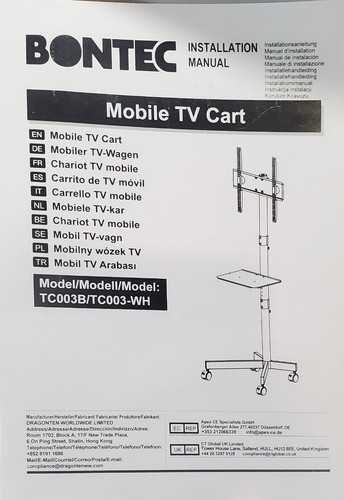 BONTEC Mobile TV Cart, Tilt Rolling TV Floor Stand with Locking Wheels ...