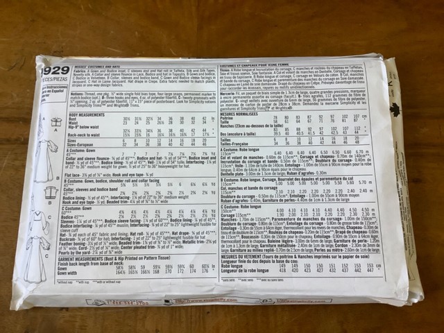 Simplicity Renaissance Costume 9929 Collection Gown Uncut Pattern Hats ...