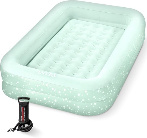 Kids Inflatable Travel Bed with Raised Sides & Pump - Portable Toddler ...