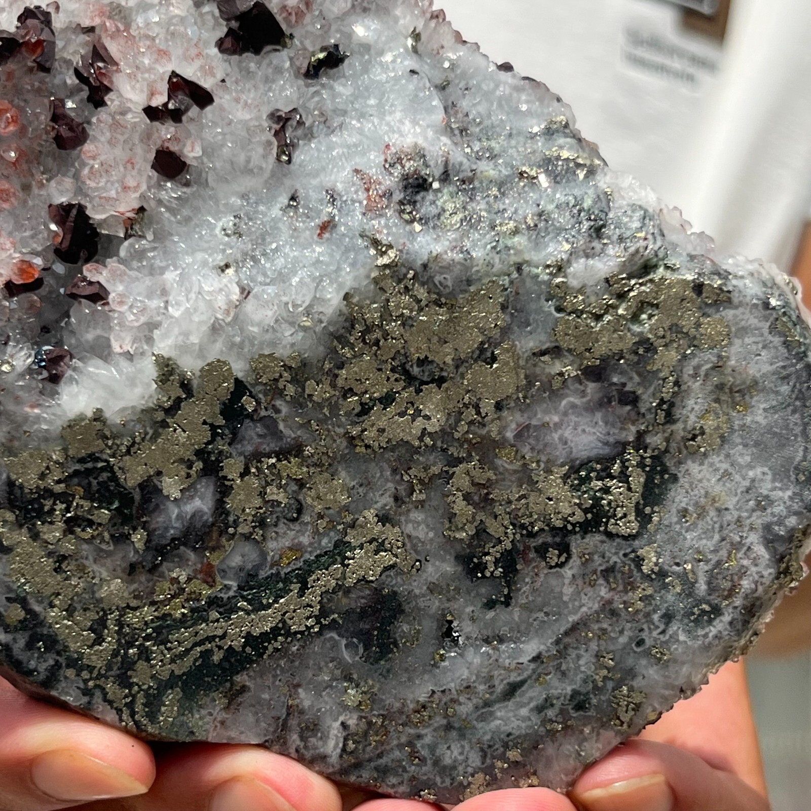 800g Large Natural Red Quartz Crystal Cluster & Pyrite Gold Mineral ...