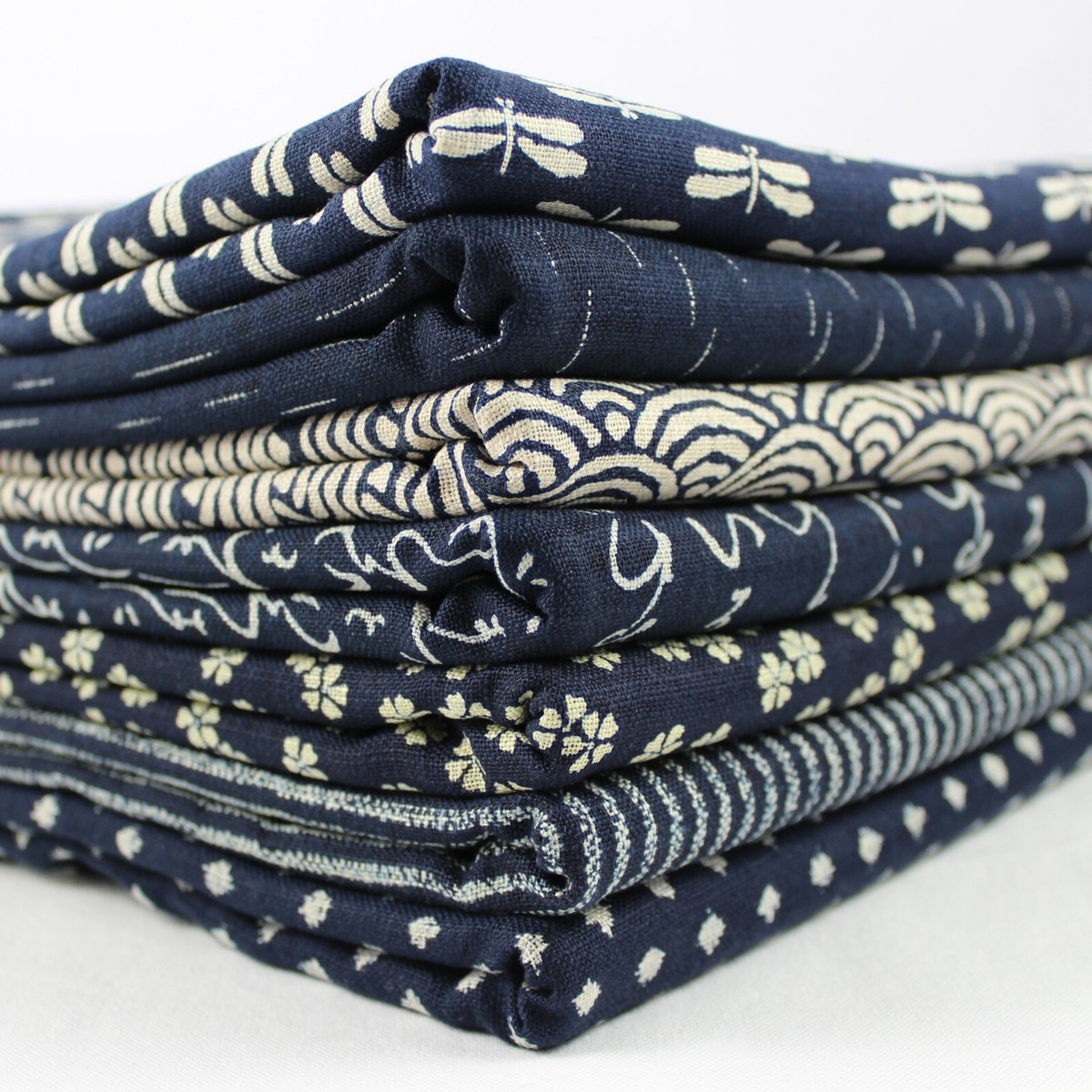 Japanese Blue Fabric Traditional Japanese Patterns On Cotton Fabric
