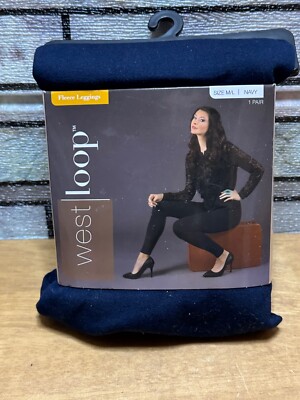 West Loop Women's Fleece Leggings Navy Soft Textured Opaque M/L, Free ...
