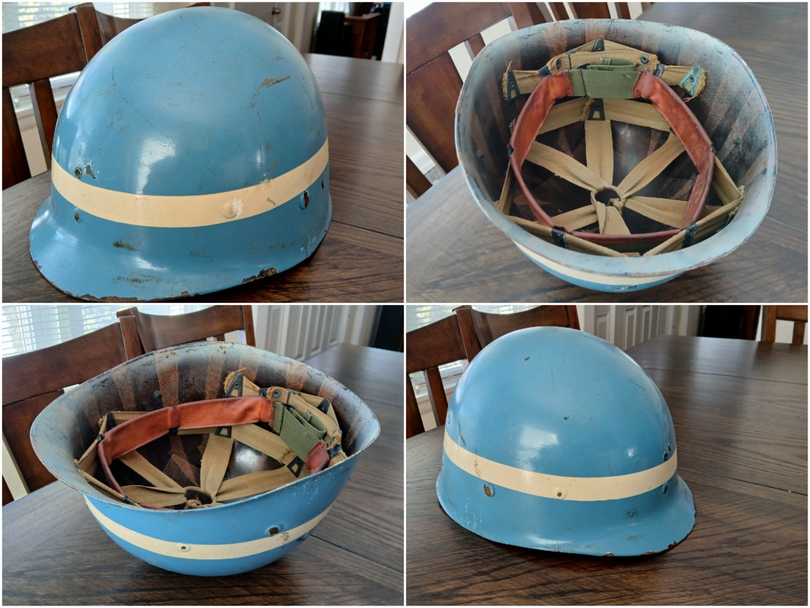 Vintage Micarta Peacekeeper Helmet Ground Troops Military Blue White ...