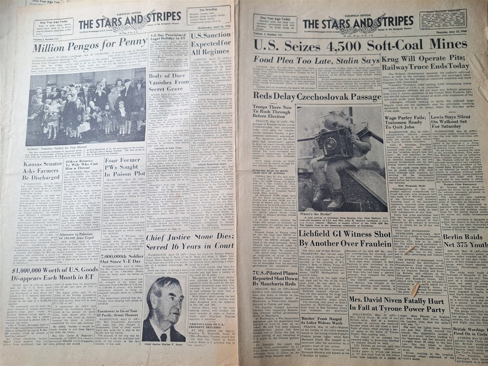 Stars and Stripes Post WWII Army Newspapers TWENTY-SEVEN 1946 European ...