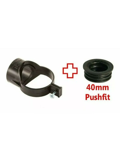 Black 110mm Strap Boss Waste Pipe with 40mm rubber inner push fit | eBay